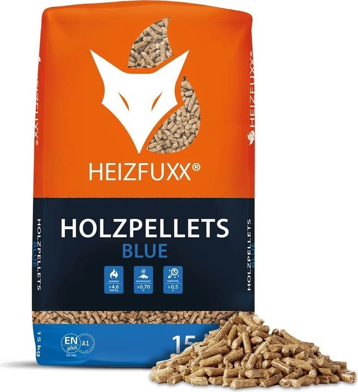 Heizfuxx Holzpellets „Blue“ – 975 kg (65 x 15 kg Säcke) – TRAILER UND ...